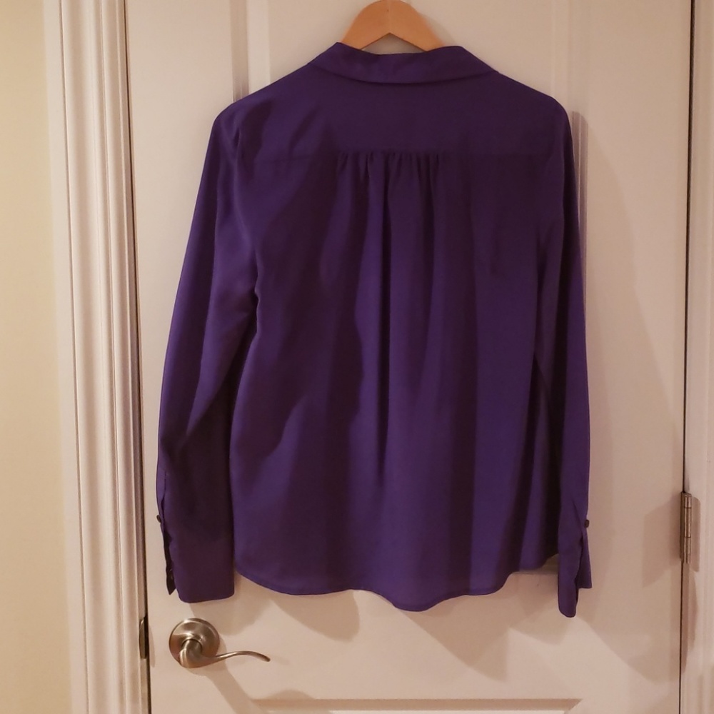 100% Silk Deep Purple Button Down - Gem